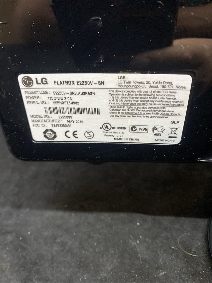 LG Flatron E2250 V LED High Res. LCD Tv Works Great No Remote ! | eBay
