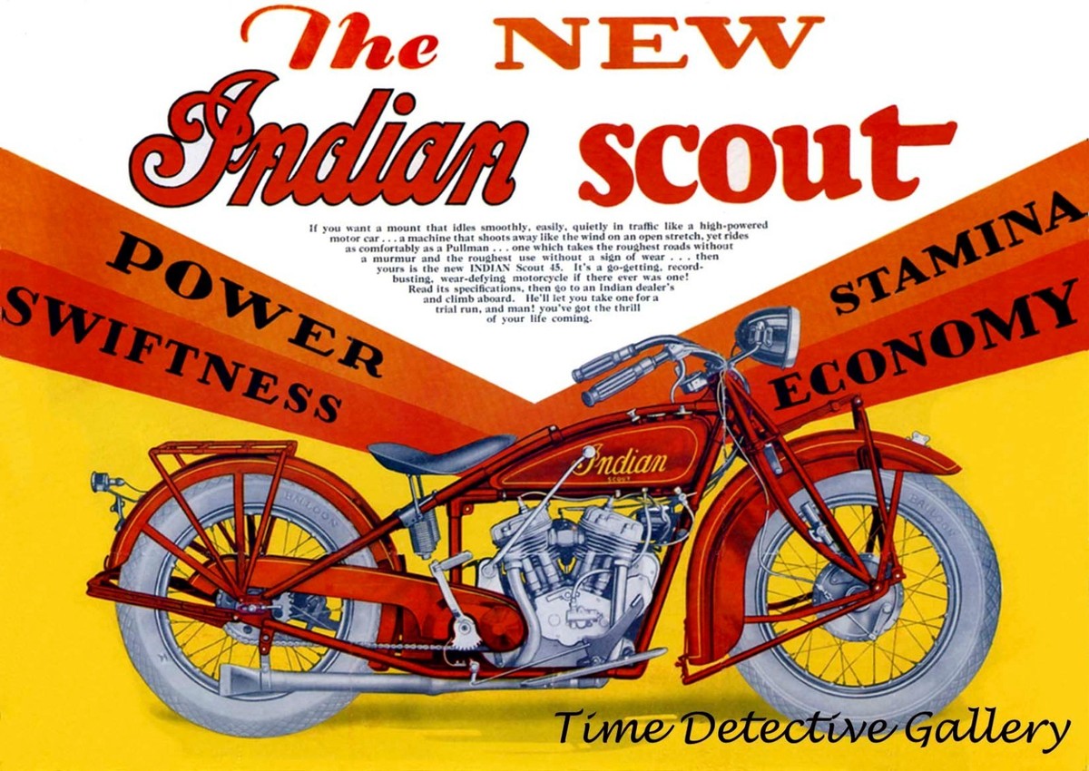 Indian Motorcycle Vintage Advertising Antique Ad Poster