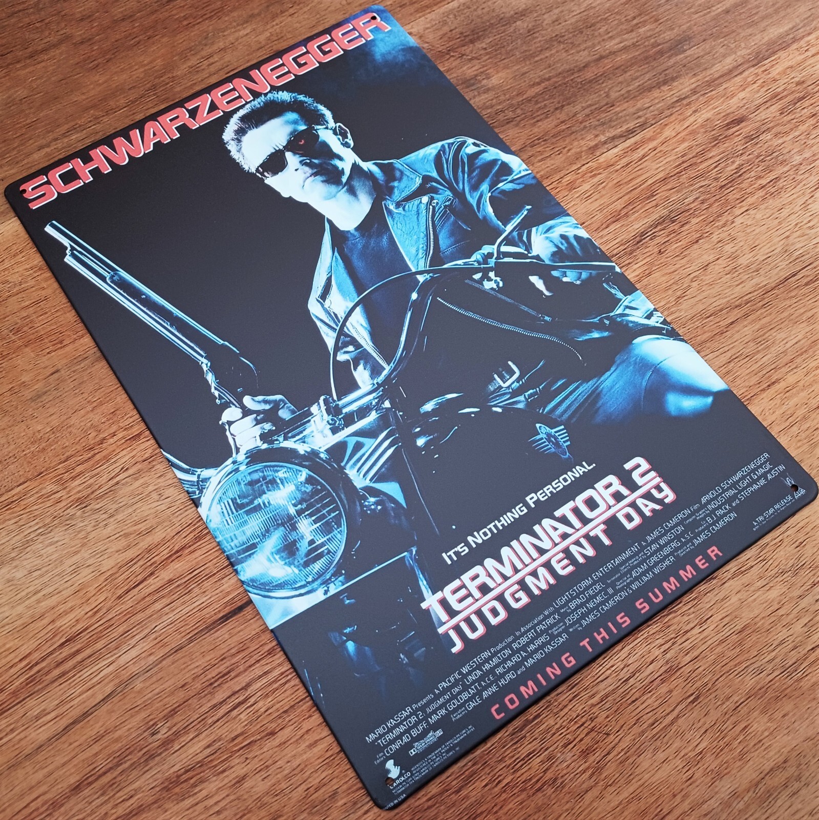 Terminator 2 Metal wall plaque Retro film movie poster motorcycle biker ...