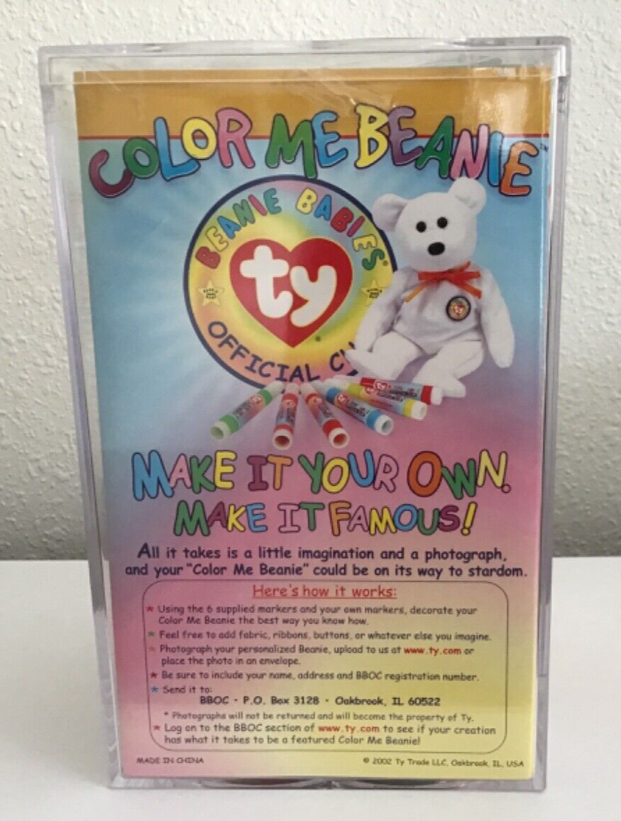 2002 Color Me Beanie Teddy Bear by Ty Beanie Baby in Sealed Clear Case ...