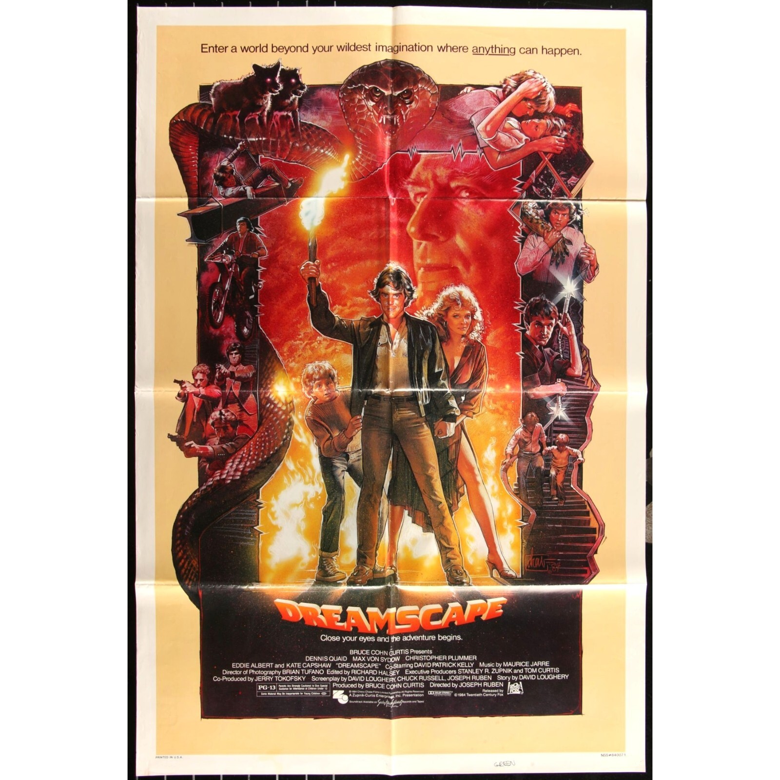 Dreamscape (1984) Original Movie Poster 27x41 Dennis Quaid 80's ...