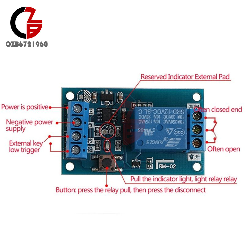 12V Bistable Relay Module Car Modification Switch Start-Stop Self ...