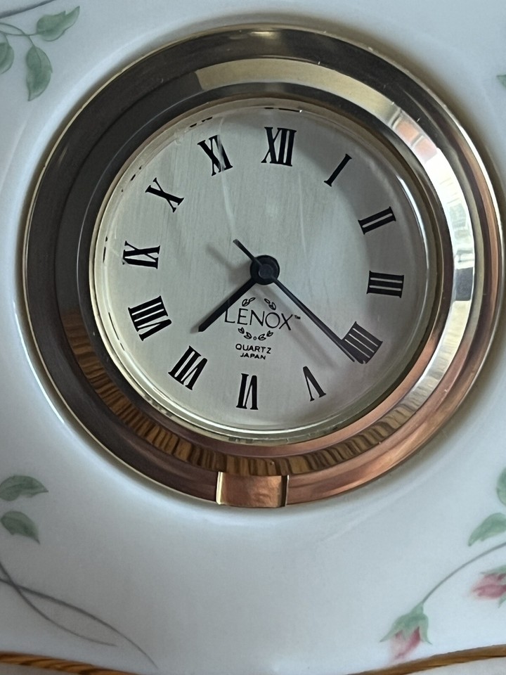Lenox Rose Manor Small Porcelain Desk Clock With Gold Trim & Flowers | eBay