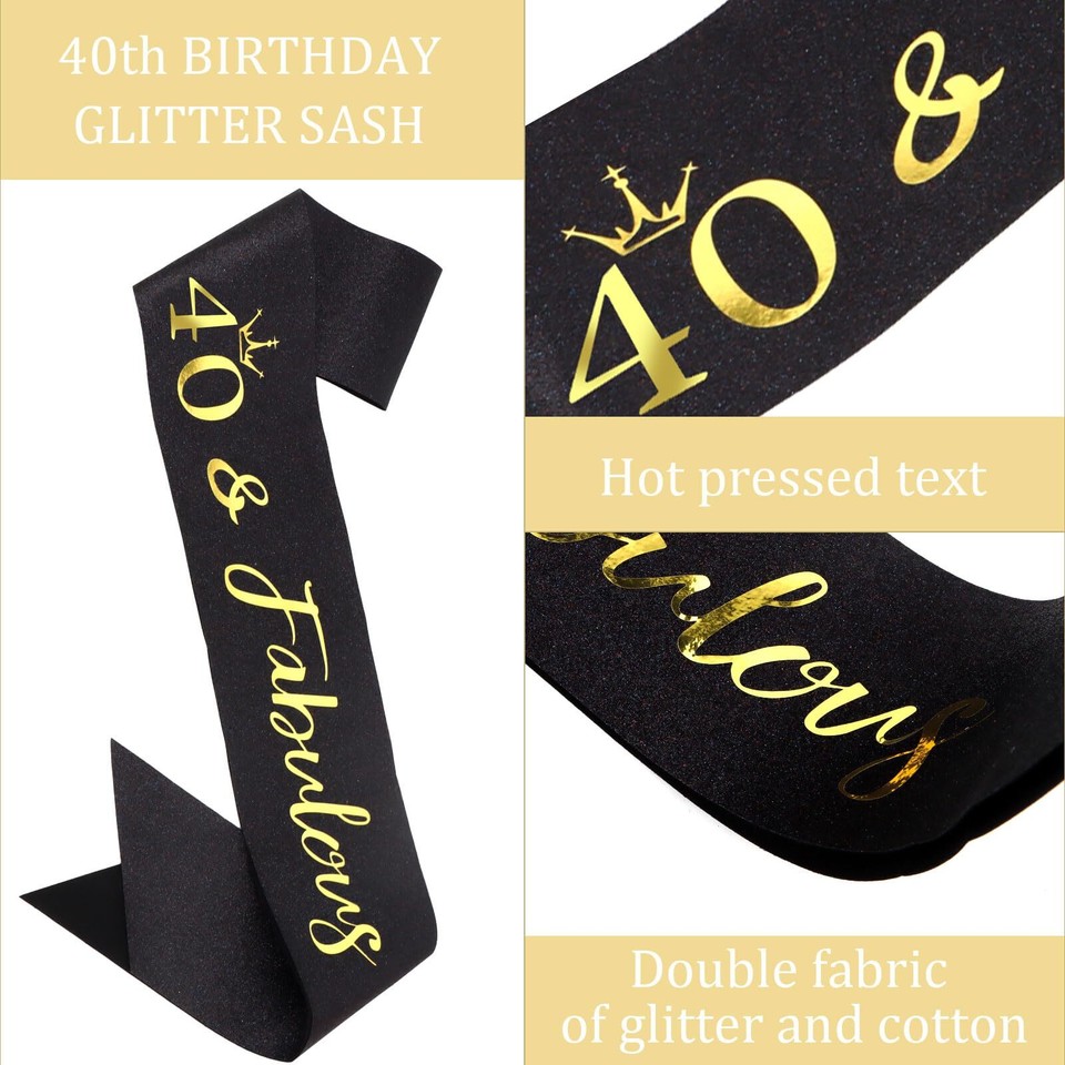 40th Birthday Sash & Rhinestone 40th Birthday Crown Kit- Happy 40th ...