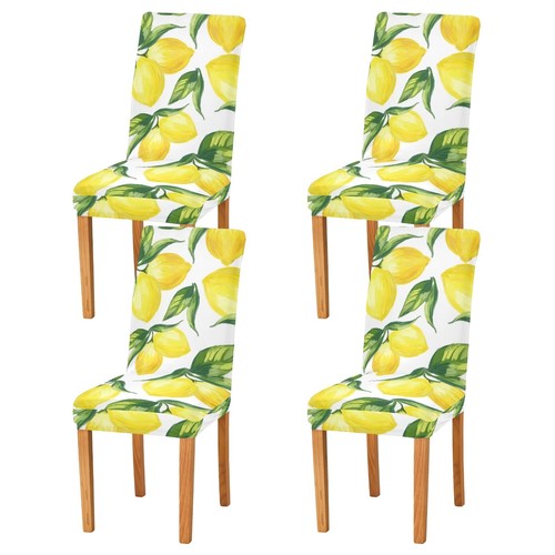 Dining Chair Covers Yellow Lemons Chair Slipcovers Washable Removable ...