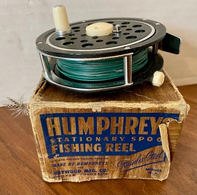 Vintage HUMPHREYS Stationary Spool FISHING REEL 4-A Original Box w Fly ...