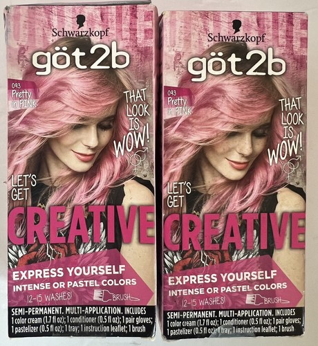 2x Schwarzkopf got2b Creative Semi Permanent Hair Color Dye 093 Pretty ...