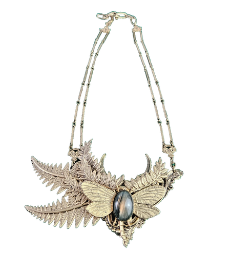 Trollbinde Forest Fern Neck Regalia Art Nouveau Brass Labradorite ...