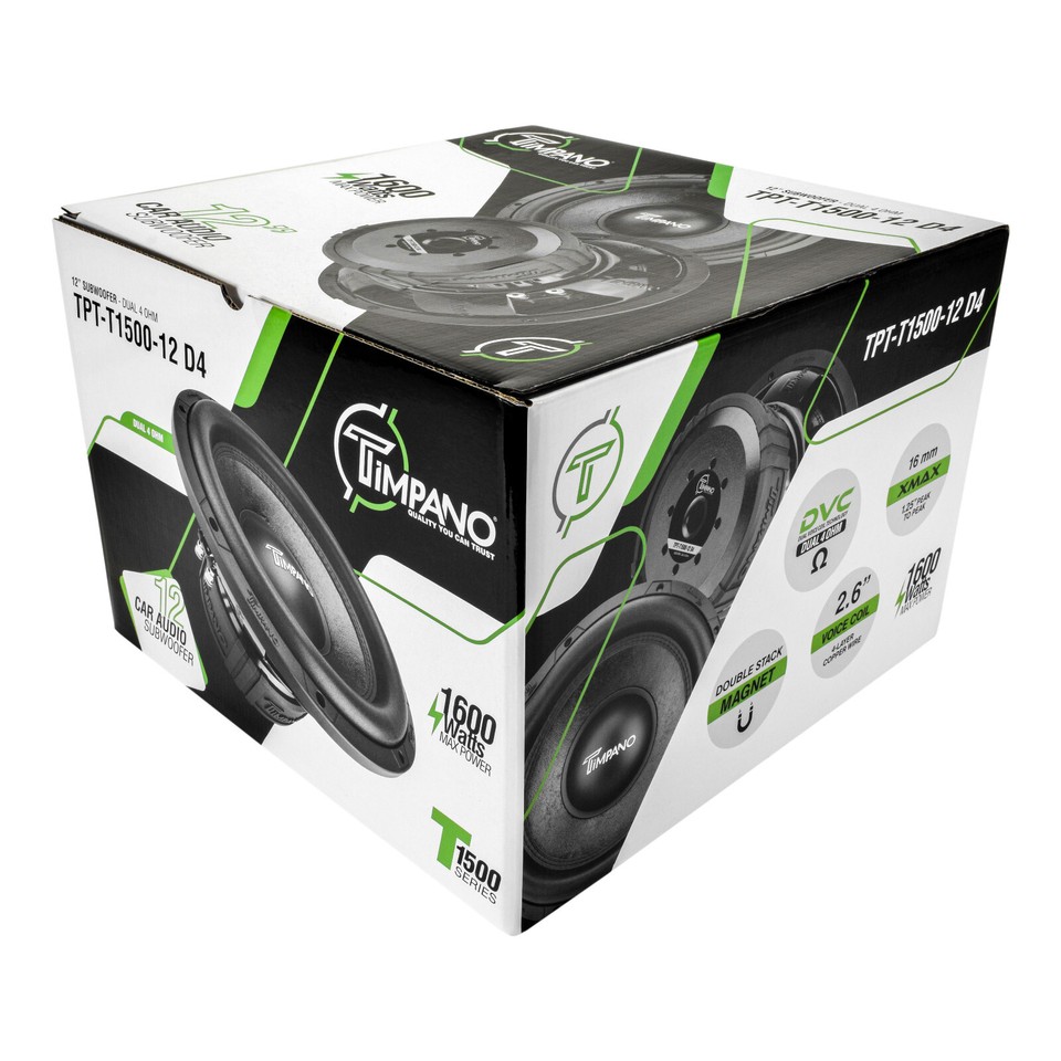 3200 Watts Bundle - 2x Timpano 12" Car Audio Subwoofer T1500-12 Dual 4 ...