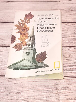 National Geographic 1975 Map Close-Up USA New Hampshire VT RI CT ...