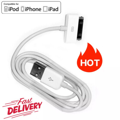 30 Pin Cable USB Data Sync Charging Charger Lead for Apple iPhone iPad ...