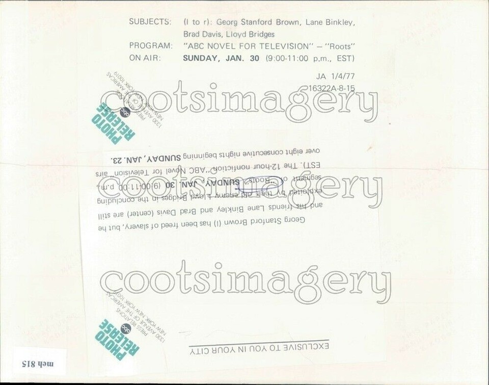 1977 Press Photo Georg Brown Lane Binkley Brad Davis Roots 1970s TV ...