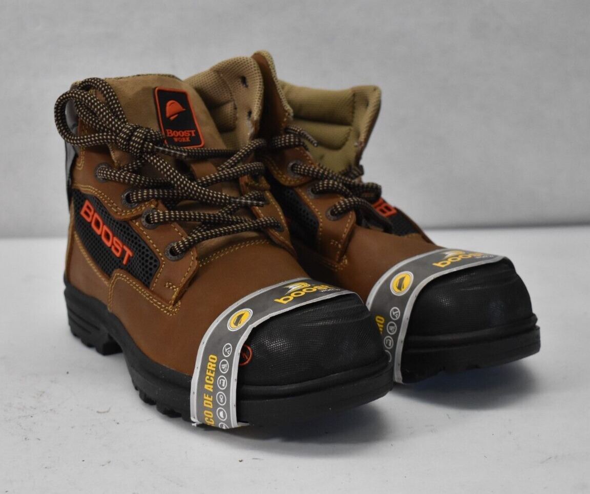 Boost Work Mens Steel Toe Ankle High Boots Size 28.5 Light Brown/Black ...