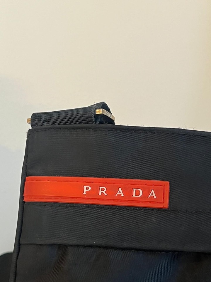 GENUINE PRADA MEN's SIDE BAG BLACK In Used Condition made in ITALY ...