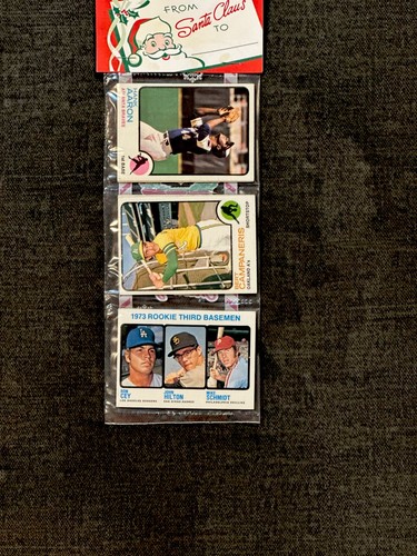 1973 TOPPS XMAS BASEBALL RACK PACK HANK AARON MIKE SCHMIDT RC BERT ...