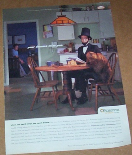 2007 print ad page - ABRAHAM LINCOLN playing Chess Game Rozerem sleep ...