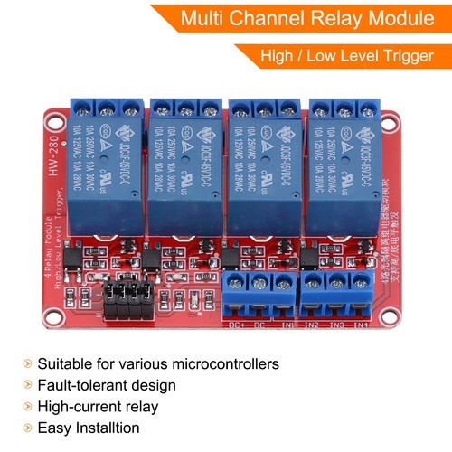 DC 5V 4 Channel Relay Module High or Low Level Trigger for Electronics ...