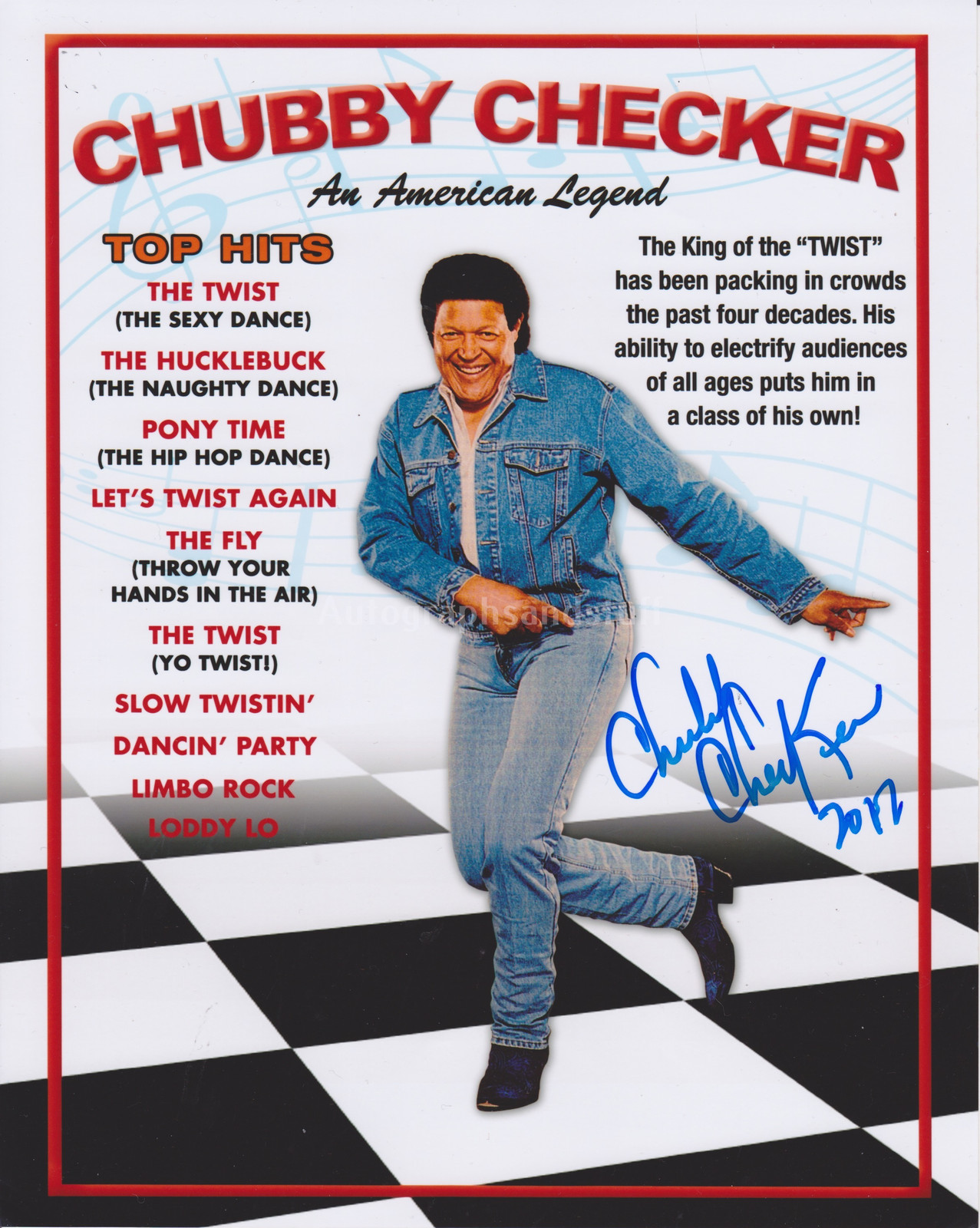 Chubby Checker HAND SIGNED 8x10 Photo, Autograph, The Twist, Limbo Rock ...