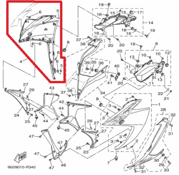YAMAHA YZF R3 Fairing Right Front Panel MATT GREY 2015 2016 2017 2018 ...