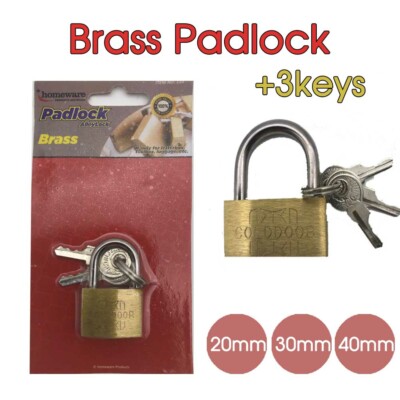 Brass Padlock Long Shackle Anti-theft Lock Cut Resistance Heavy Duty 40 ...