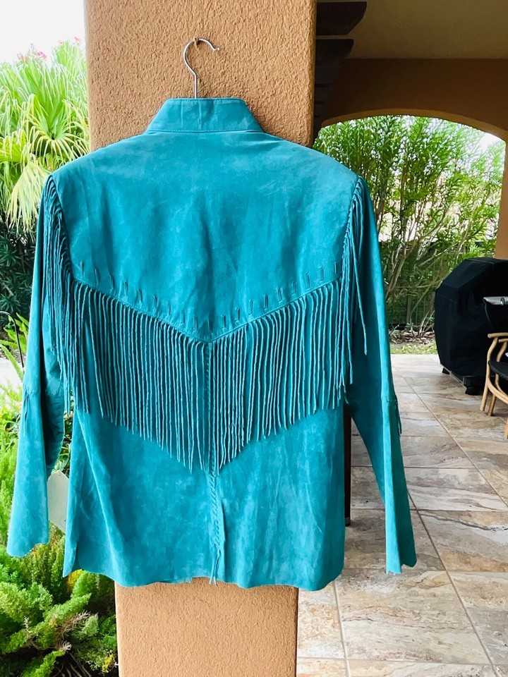 NWT GORGEOUS Scully Womens Cowgirl Fringe Turquoise Genuine Leather ...