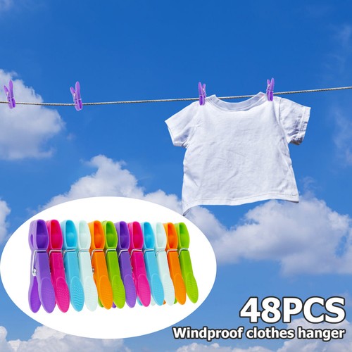 48pcs Clothes Pegs for Washing Line Strong Grip Washing Pegs Clothespin ...