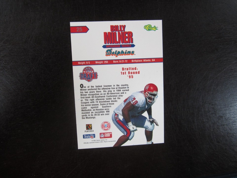 1995 Classic # 25 Billy Milner Autograph Signed Auto Card (M2) Houston ...
