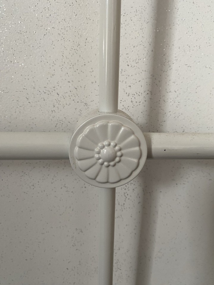 White & Silver Wrought Iron Double Bed Frame V.GOOD CONDITION (No ...