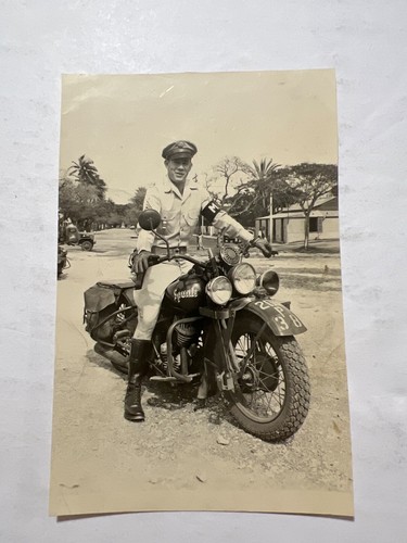 VTG 1944 Snapshot Photo WWII Handsome Military Police on Motorcycle | eBay
