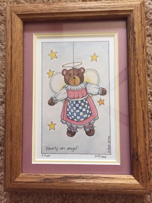Sue Rupp (1959-2008) S/N Ltd Ed Print "Bearly An Angel”. 328/1500 1993 ...