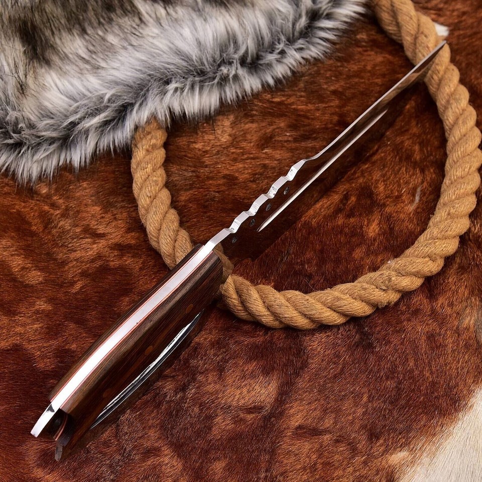 Custom Handmade D2 Tool Steel Heavy Duty Double Edge Blade Bowie Knife ...