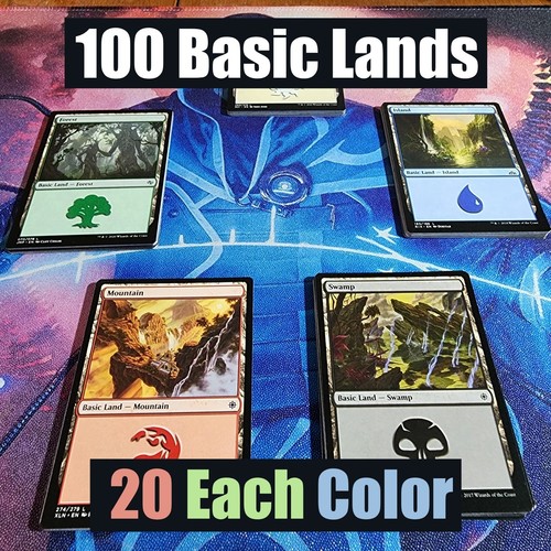 100 Basic Lands Magic the Gathering Cards (20 Of Each Color) | eBay