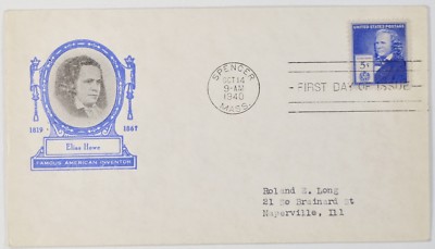 FDC FIRST DAY COVER Scott #892 1940 5c Elias Howe Stamp | eBay