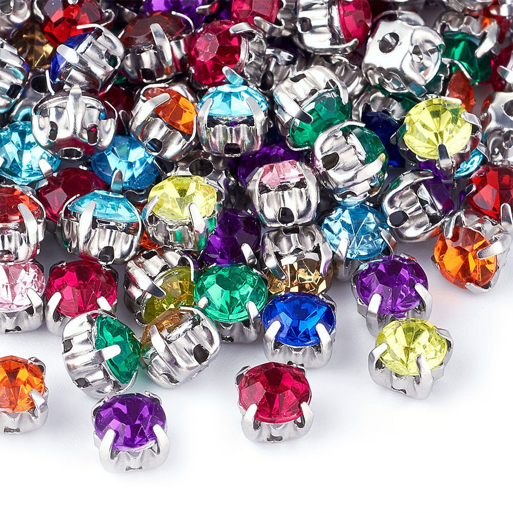 200 Random Acrylic Rose Montee Beads Loose Cup Rhinestone Sew-on ...