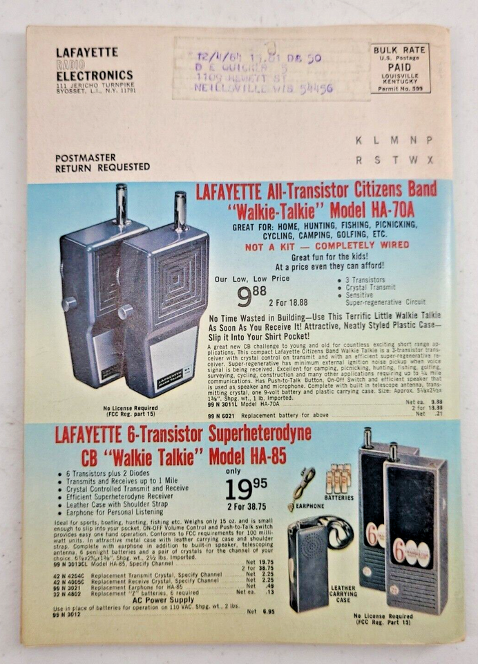 Lafayette Radio Electronics Spring 1965 Catalog 653 Transistor CB Lamps ...