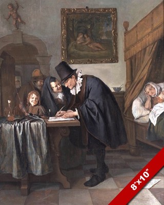 17TH CENTURY DUTCH MEDICINE DOCTOR HOUSE VISIT PAINTING ART REAL CANVAS ...