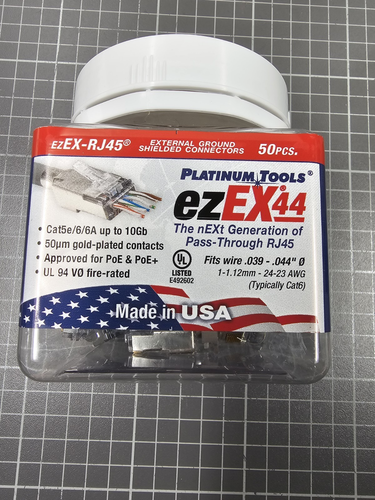 Platinum Tools 202051J ezEX-RJ45 ezEX44 Pass-Through Cat5e/6/6A Cable ...