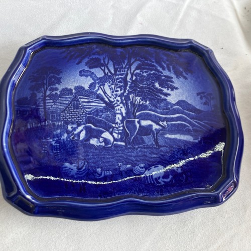 Homestead Flo Blue Staffordshire Tray Only Blue W/ Rare Farm England 10 ...