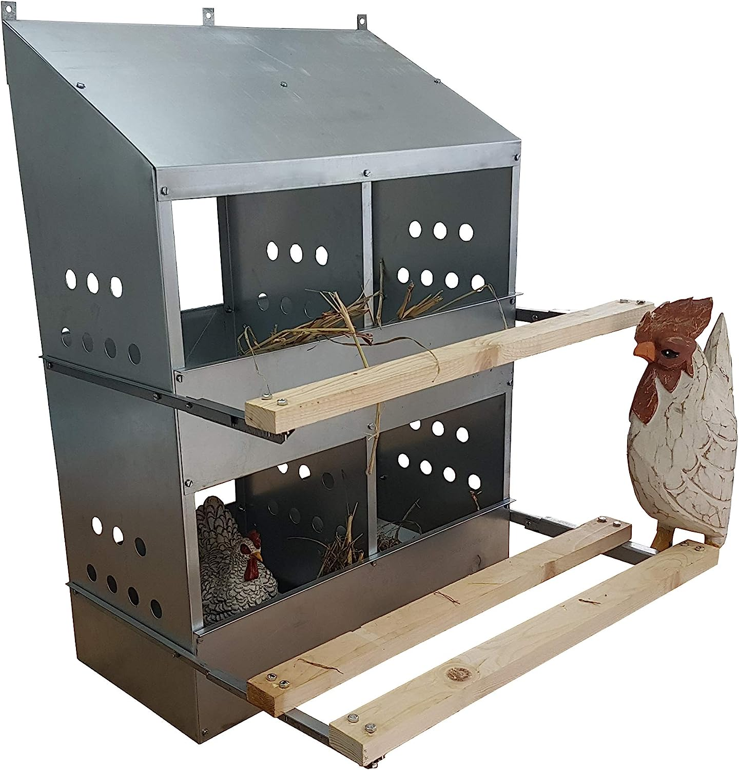 4 Hole Heavy Duty 23Ga Galvanized Chicken Nesting Laying Roost Box Made ...