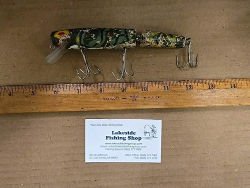 RARE VINTAGE 6" JNTD WILEY MUSKY KILLER WOODEN MUSKIE FISHING LURE FROG ...