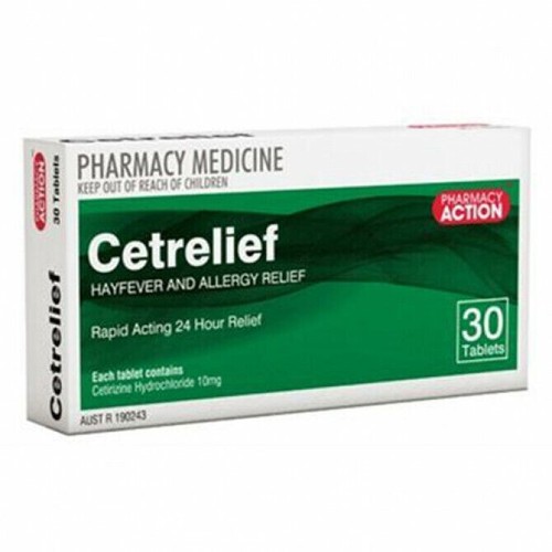 Cetrelief 30 tablets - Hayfever & allergy relief - Zyrtec generic ...