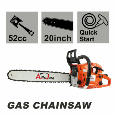 52cc Gas Chainsaw 20" Bar Gasoline Powered Chain Saw 2 Cycle Engine ...