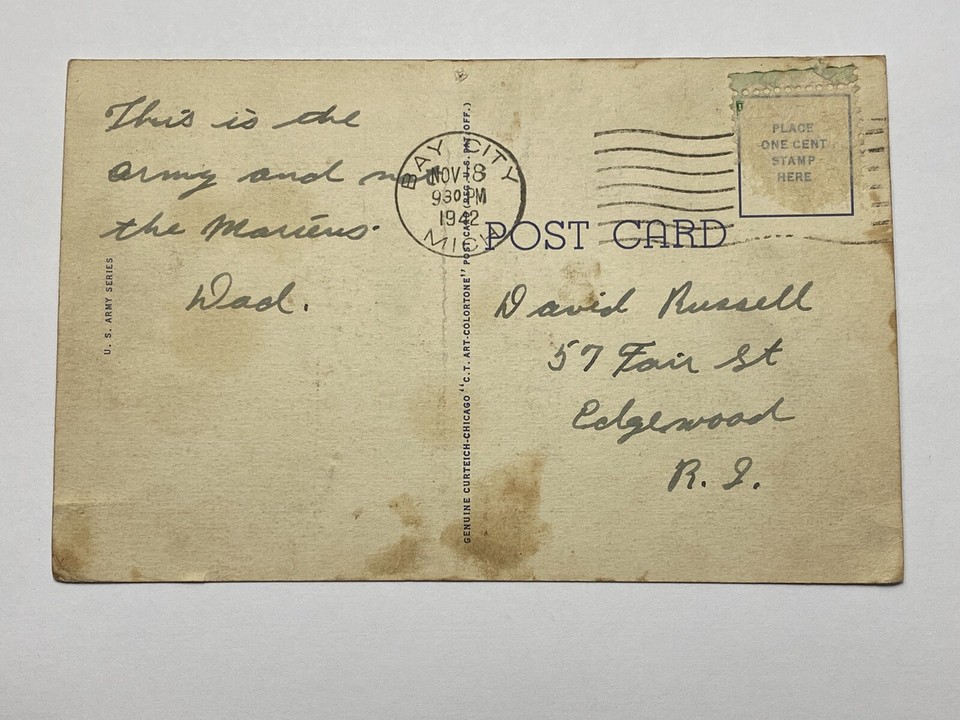 US Infantry Military Vintage Linen US Army Series Curteich Postcard USA ...