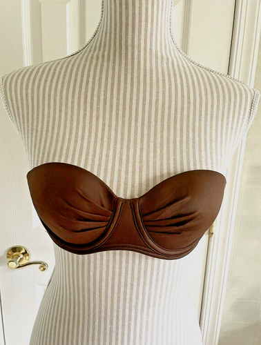 Victoria's Secret Brown Swim Bikini Bandeau Push-up Top Removeable ...