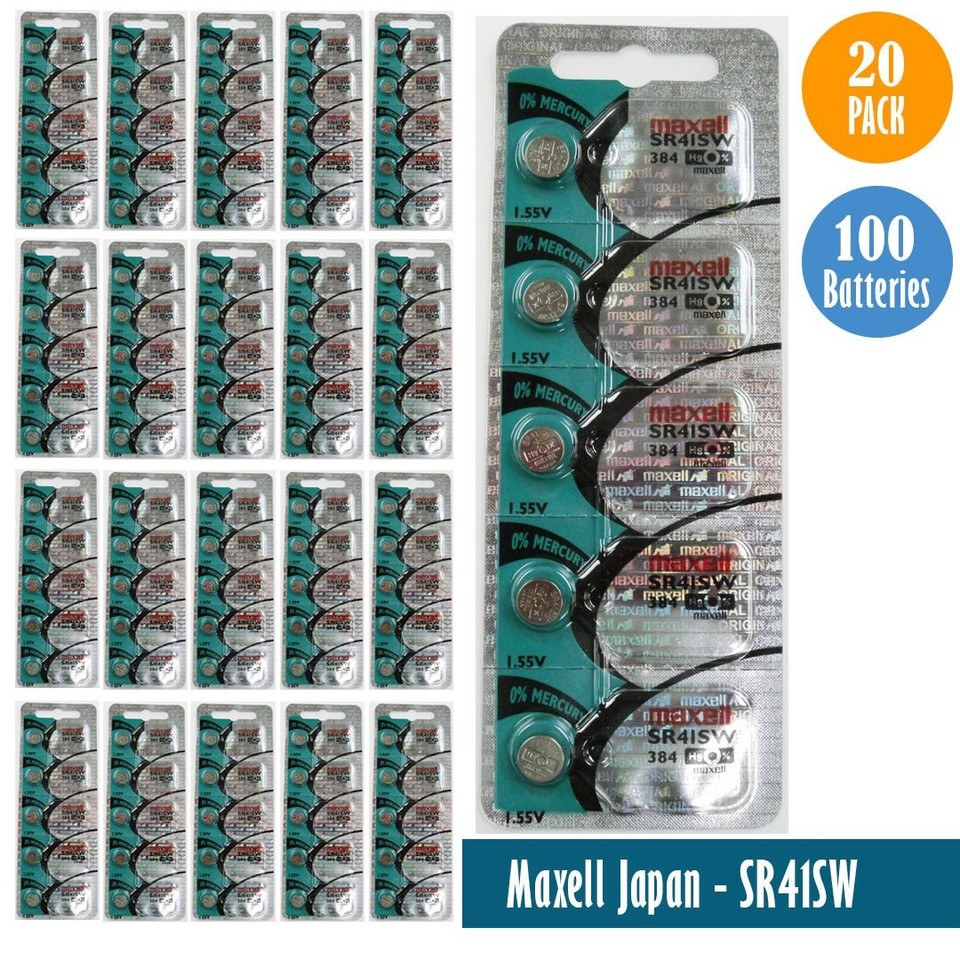 Maxell Japan - SR41SW (384) Watch Batteries Single Pack of 5 Batteries ...