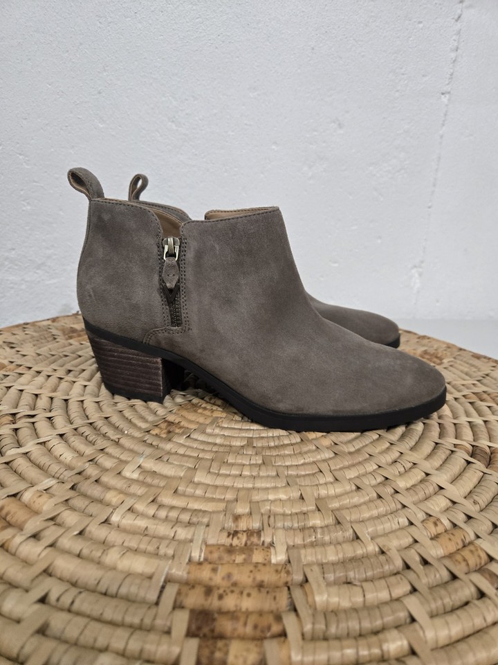 Vionic Cecily Suede Ankle Bootie Stone Grey Women's Size 9 Waterproof ...