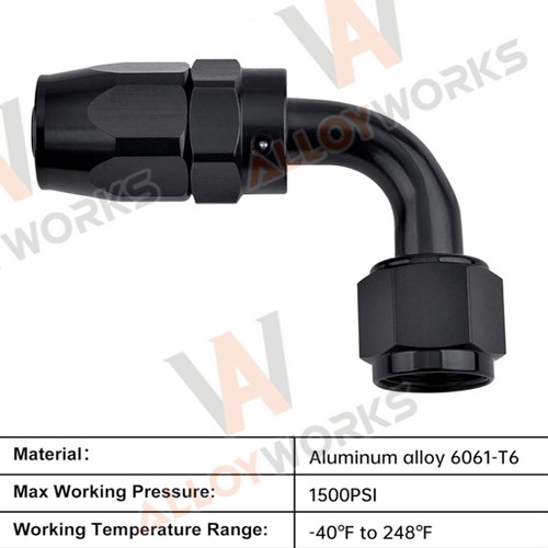 Black 20AN 90 Degree Swivel Hose End Fitting Adaptor For Oil/Fuel/Gas ...