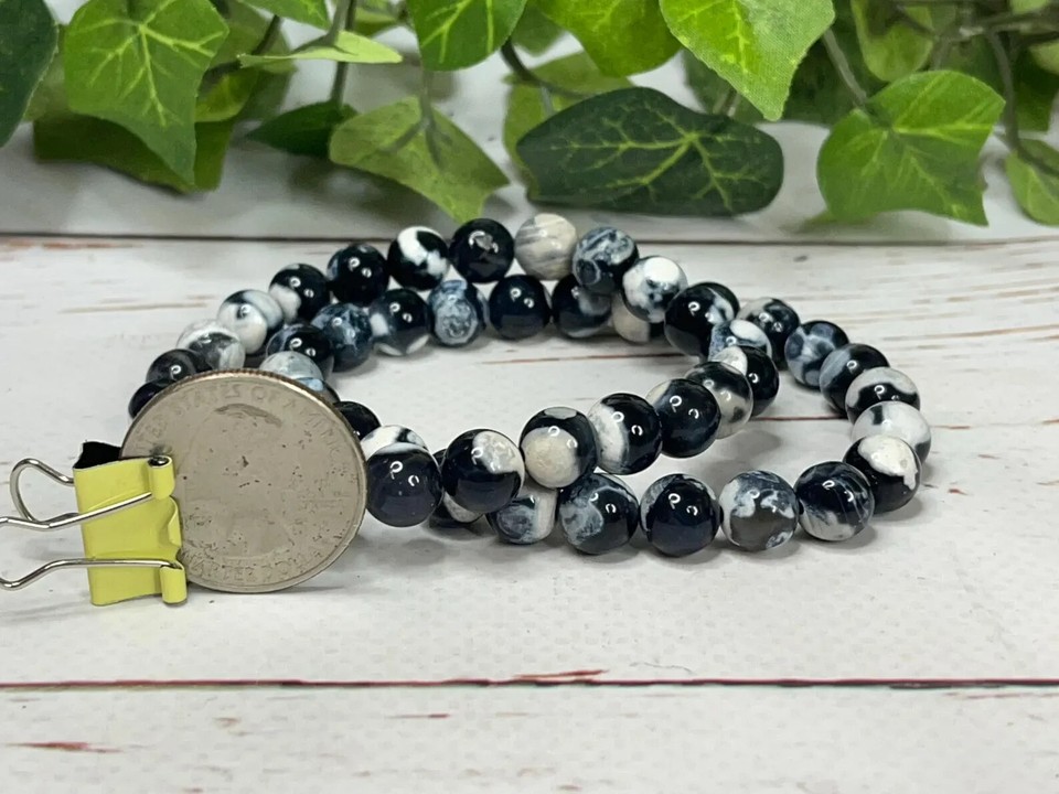 Orca Agate 8mm Beaded Natural Crystal Healing Stretch Woman Man ...