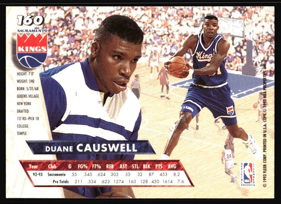 1993 Ultra Duane Causwell #160 Sacramento Kings | eBay