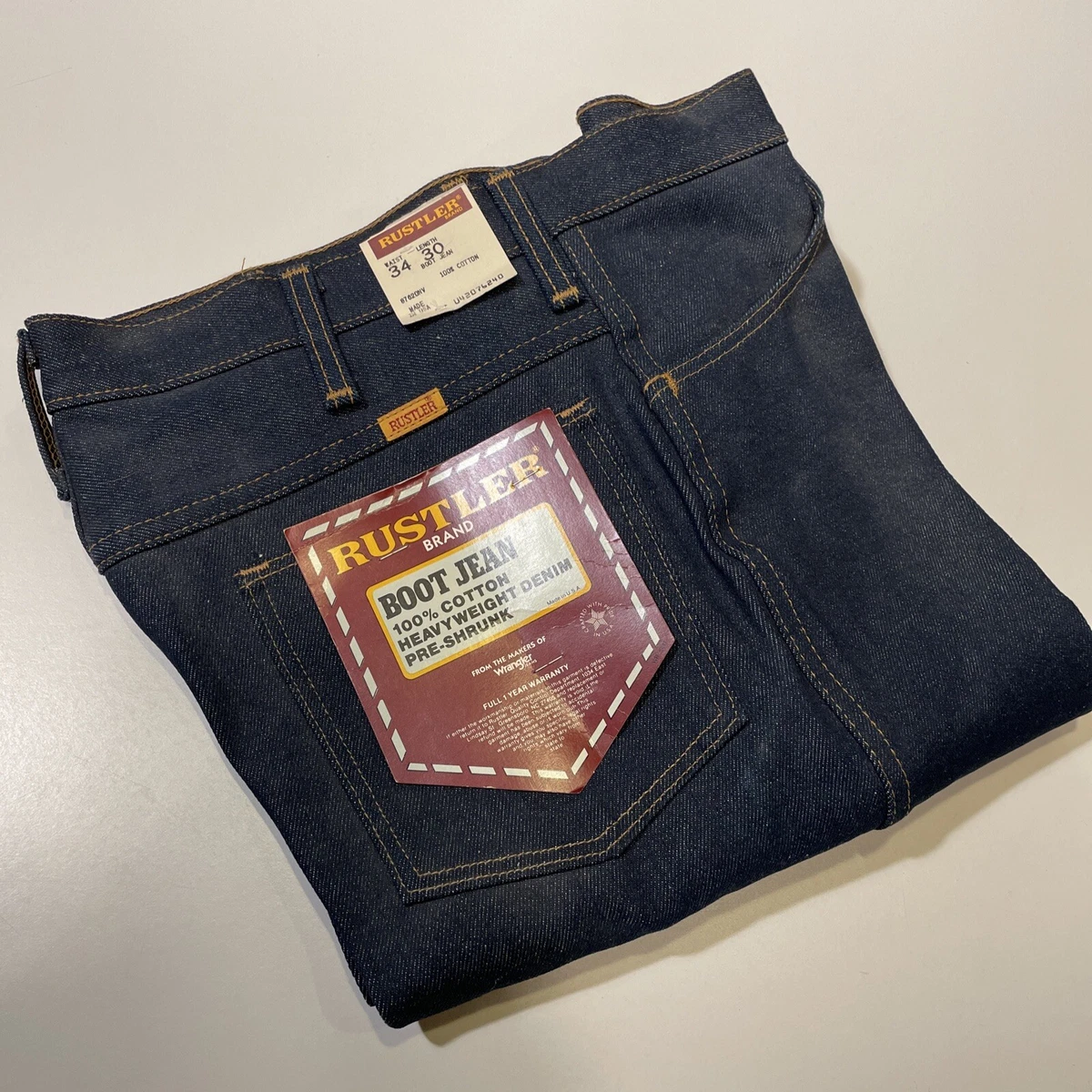 Vintage Deadstock 1980s Dark Wash Rigid Boot Cut Jeans By